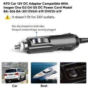 KFD DC Adapter for Inogen One G3 G4 G5 Model BA-301 BA-503 BA-306 BA-303 12V Auto Vehicle Boat RV Camper 12V Car Charger Inogen Rove 6 Oxygen Concentrator, Oxygo Next, OxyGo FIT Power Supply Cord