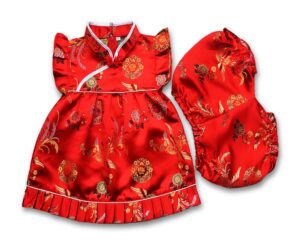 fancykids girls chinese new years traditional qipao cheongsam dress shorts outfit set (redcircle, 6-12 months)