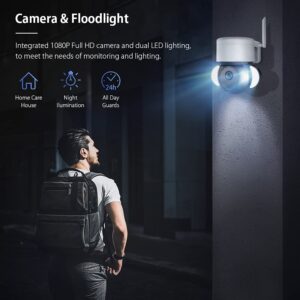 EVERSECU 1pcs Tuya Smart Outdoor Spotlight WiFi PTZ Security Camera + 1pcs Tuya Smart Outdoor floodlight WiFi PTZ Security Camera