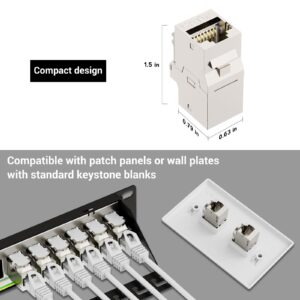 iwillink 10Gbps 10-Pack Cat6A Shielded Keystone RJ45 Coupler, Zinc Alloy Metal Housing Ethernet Coupler, Female to Female Cat6a Keystone Jack, Silver