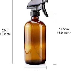 Amber Glass Spray Bottles,500ml Brown Glass Spray Bottles,Empty Amber Glass Spray Bottles With Labels - 17oz Trigger Sprayer Glass Bottles Amber Spray Bottle