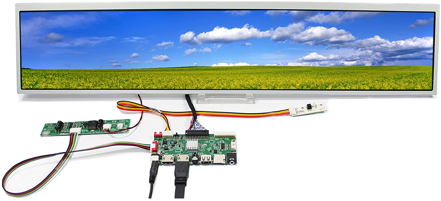 VSDISPLAY 24" 24 Inch 1920X360 IPS Stretched Bar Style LCD Screen DV240FBM-NB0 with HD-MI USB SD AV LCD Controller Board,for DIY Gaming Cabinet Monitor/Advertising Display Panel/Digital Signage