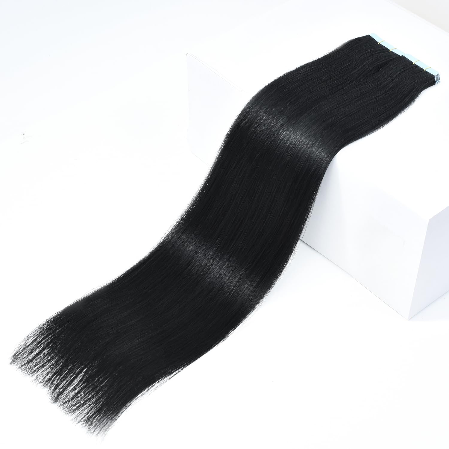 ROSEBUD Tape in Hair Extensions REMY Human Hair, Secure Skin Weft Hair Extensions Seamless 40g/Pack 20Pcs 10 Inch Jet Black Natural