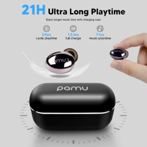 pamu Wireless Earbuds Bluetooth Headphones with Charging Case, ENC Noise Canceling in-Ear Sports Earphones w/Twin&Mono Mode, Hi-Fi Stereo Sound, Touch Control/IPX4 Waterproof/21 Hrs Playback, Black