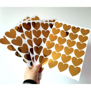 FAZHBARY 120 PCS 2" Gold Heart Wall Decals Heart Stickers for Wall Vinyl Stickers for Girls Boys Baby Bedroom Nursery Decoration