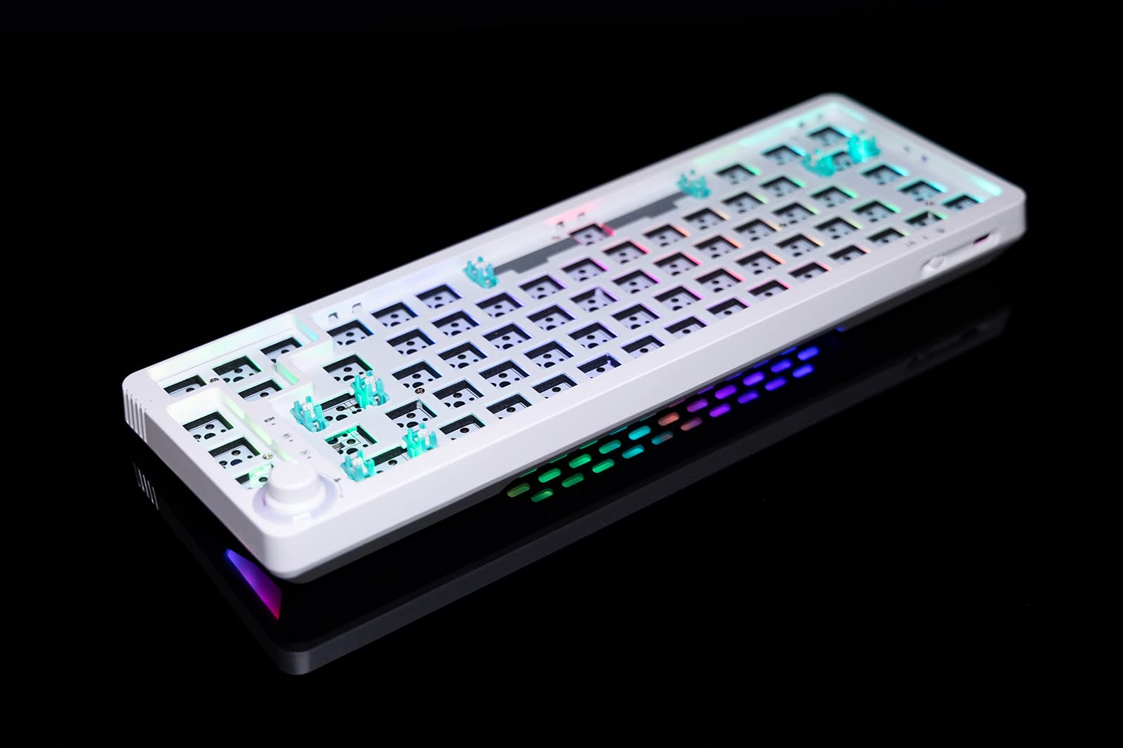 GK GAMAKAY LK67 65% RGB Modular DIY Mechanical Keyboard, 67 Keys Hot Swappable 3pin/5pin Switch, Programmable Triple Mode Bluetooth 5.0/USB-C Wired/2.4GHz Wireless Customized Keyboard Kit (White)