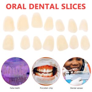 FOMIYES Temporary Crown, 200Pcs Temporary Cap, Dental Acrylic Resin Temporary Crown Veneers Material Temporary Repair Kit Replacements for Missing Broken Fake Teeth Beige