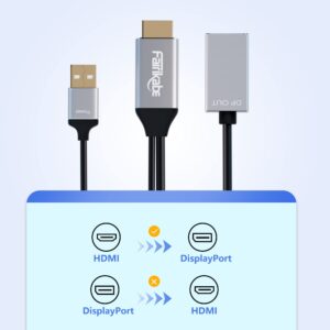 fairikabe HDMI to DisplayPort Adapter 4K60Hz, Active HDMI 2.0 Male to DisplayPort 1.2 Female Converter, HDMI Output to DP Input Adapter for Monitor, Xbox One, PS4, Mac Mini