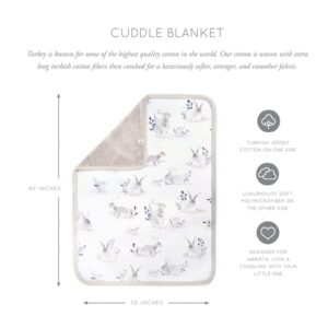 Oilo Baby Blanket, Luxury Soft Plush Backing & 100% Turkish Cotton Jersey Print, Double Layered, 30" x 40", Rolled Jersey Edge Trim, Newborn Infant Crib Blanket, Cottontail Bunny