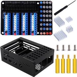 geeekpi gpio screw terminal block breakout board hat with case for raspberry pi, gpio expansion board breakout module with gpio status led for raspberry pi 4b only