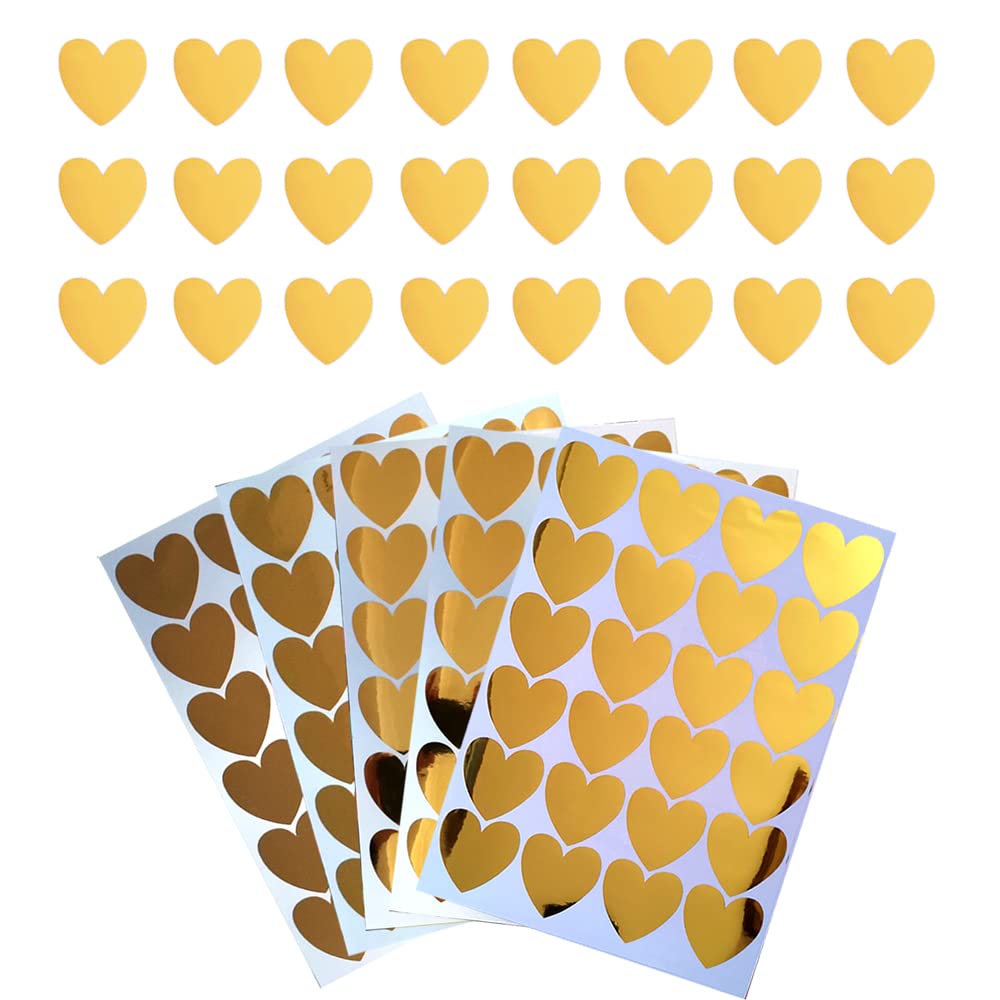 FAZHBARY 120 PCS 2" Gold Heart Wall Decals Heart Stickers for Wall Vinyl Stickers for Girls Boys Baby Bedroom Nursery Decoration