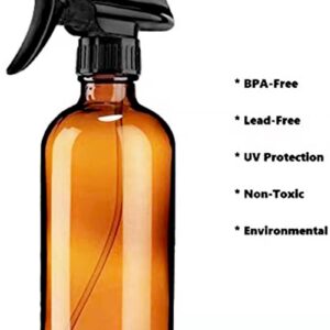 Amber Glass Spray Bottles,500ml Brown Glass Spray Bottles,Empty Amber Glass Spray Bottles With Labels - 17oz Trigger Sprayer Glass Bottles Amber Spray Bottle