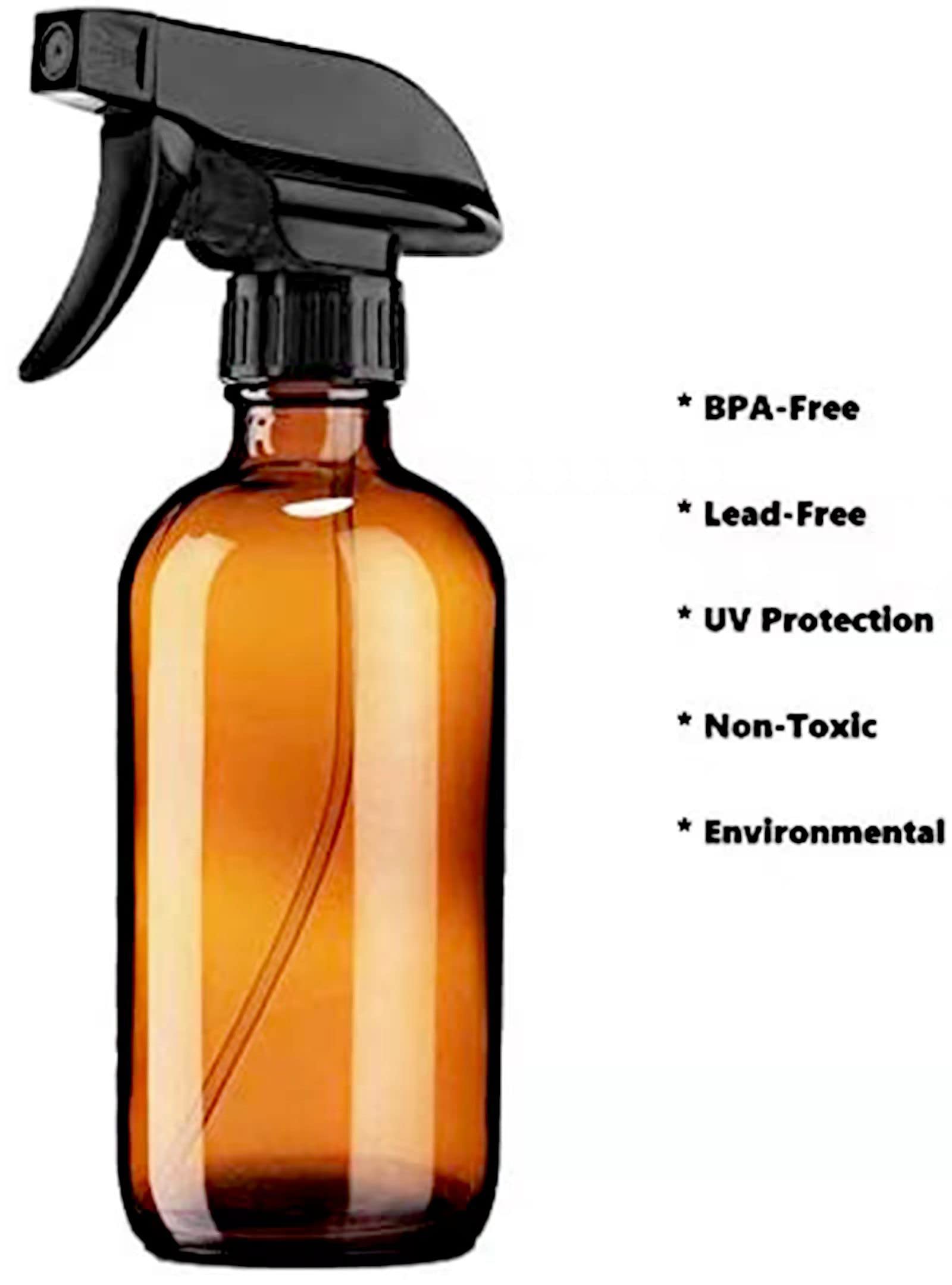 Amber Glass Spray Bottles,500ml Brown Glass Spray Bottles,Empty Amber Glass Spray Bottles With Labels - 17oz Trigger Sprayer Glass Bottles Amber Spray Bottle