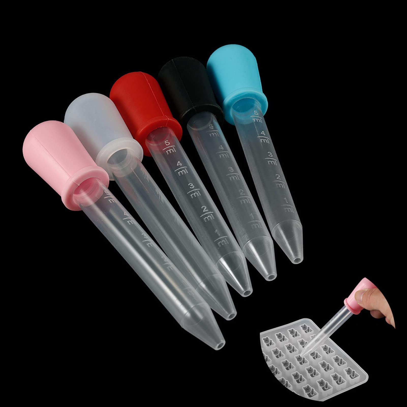 5pcs Liquid Dropper, Jewelry Dropper, 5ml Silicone Calibrated Dropper, Transfer Pipettes for Resin