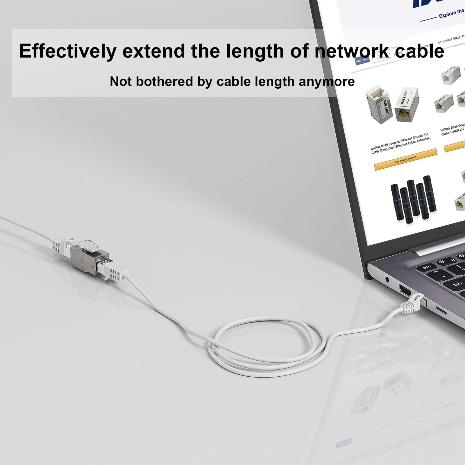 iwillink 10Gbps 10-Pack Cat6A Shielded Keystone RJ45 Coupler, Zinc Alloy Metal Housing Ethernet Coupler, Female to Female Cat6a Keystone Jack, Silver