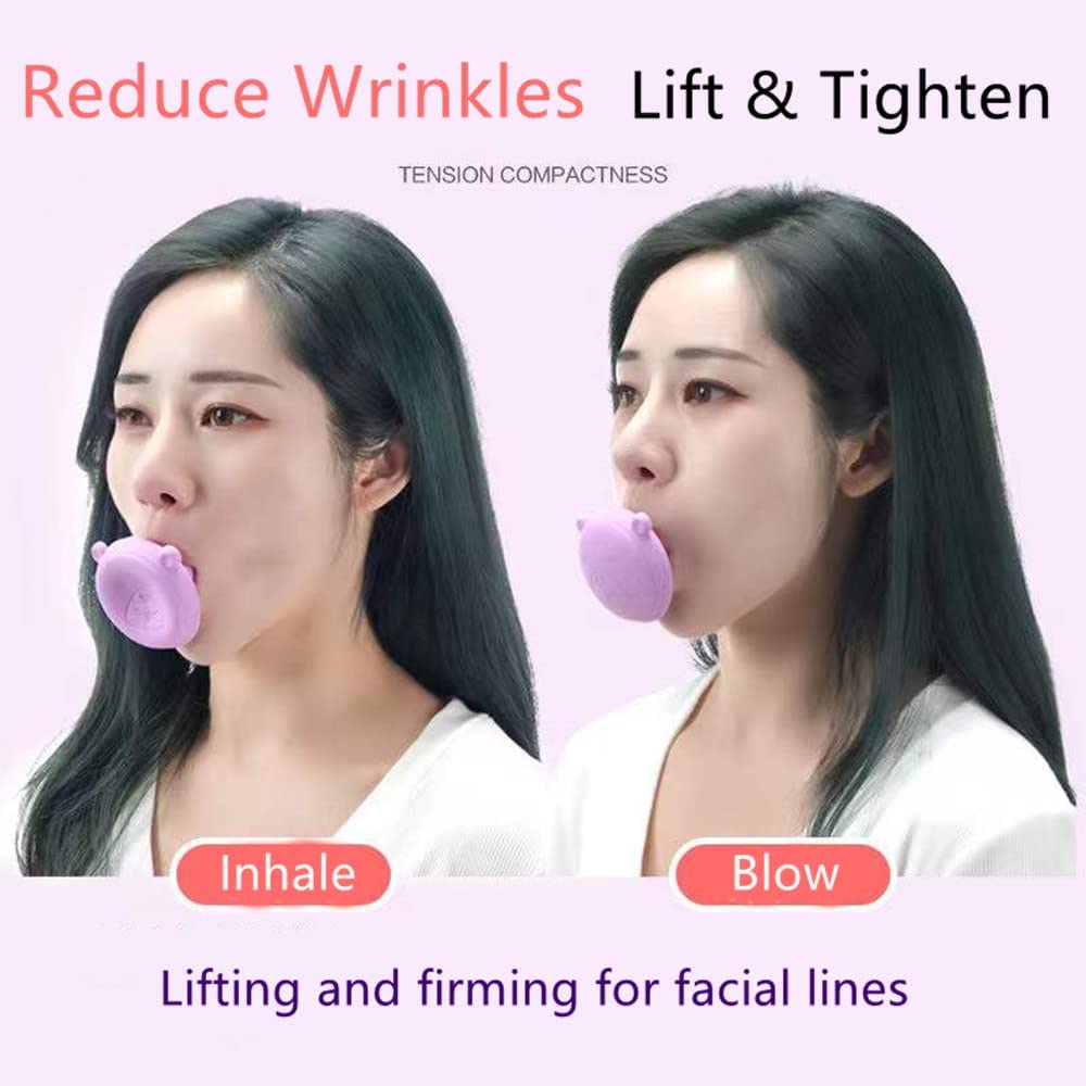 Face Neck Toning Exerciser for Women, Face Lift Skin Firming V Shape Double Chin Exerciser Instrument, Eliminate Nasolabial Folds, Tighten Facial Skin, Portable Anti Wrinkle Mouth Exercise Tool