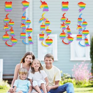 21 Pcs Pop Push Bubble Hanging Swirl Decorations, Pop Push Bubble Party Ceiling Streamers Hanging Swirl Wind Chimes Spiral Pendant Pop Birthday Party Supplies for Girls Boys