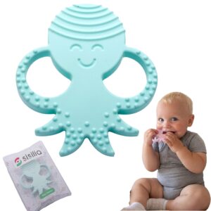 baby teething toys by sisilia | bpa free silicone teething toys for babies | cpsia compliant teething toys | octopus (babyblue)