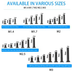 MEIYYJ Laptop Notebook Computer Replacement Screws Kit,Notebook Computer Screw with Blue Glue,PC Flat Head M2 M2.5 M3,Countersunk SSD Electronic Repair Accessories for Motherboard Fan Power Graphics