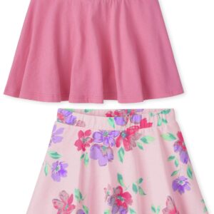 The Children's Place Baby Toddler Girls Skort, Floral/Rose Mist 2-Pack, 3T