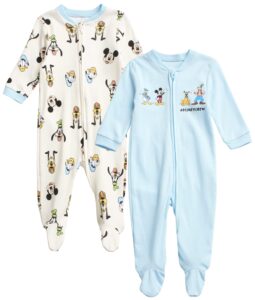 disney baby boys' mickey mouse romper - 2 pack sleep n' play footed coveralls (0-9m), size 6-9 months, mickey and friends