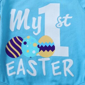 Truly One Baby Boy My First Easter Outfit Boy Easter Eggs Clothes Infant Easter Outfit (Blue,6-12 Months)