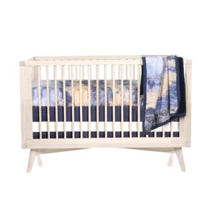 Oilo Baby Blanket, Luxury Soft Plush Backing & 100% Turkish Cotton Jersey Print, Double Layered, 30" x 40", Rolled Jersey Edge Trim, Newborn Infant Crib Blanket, Navy Blue, Midnight Sky