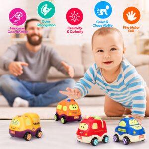 Baby Toy Cars for 1 2 3 Year Old Boys Girls Pull Back Car Cartoon Truck Toys for Toddler 1-3 School Bus Police Car Fire Engine Baby Toy 12-18 Months Xmas Gifts for 1 2 3 Year Old Boy Girl Outdoor Toys