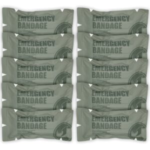 rhino rescue 6" emergency compression bandage strile trauma wound dressing israeli first aid kit ifak, fsa hsa eligible, 6 inch, 10 count