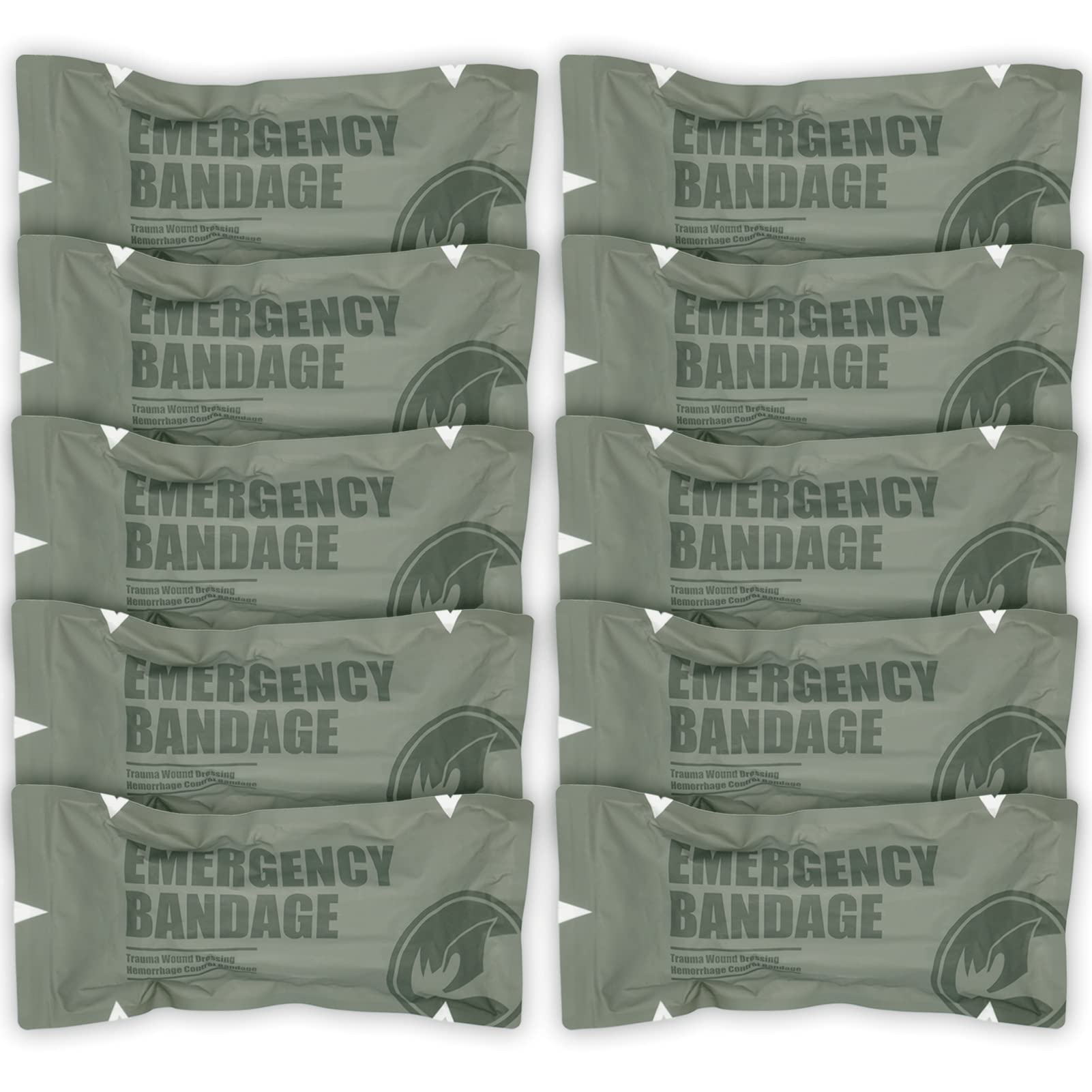 RHINO RESCUE 6" Emergency Compression Bandage Strile Trauma Wound Dressing Israeli First Aid Kit IFAK, FSA HSA Eligible, 6 Inch, 10 Count