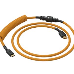 Glorious Coiled Keyboard Cable – Coiled USB C Cable Artisan Braided Cables for Mechanical Gaming Keyboard Coiled Cable - Custom Keyboard Cable (Glorious Gold)