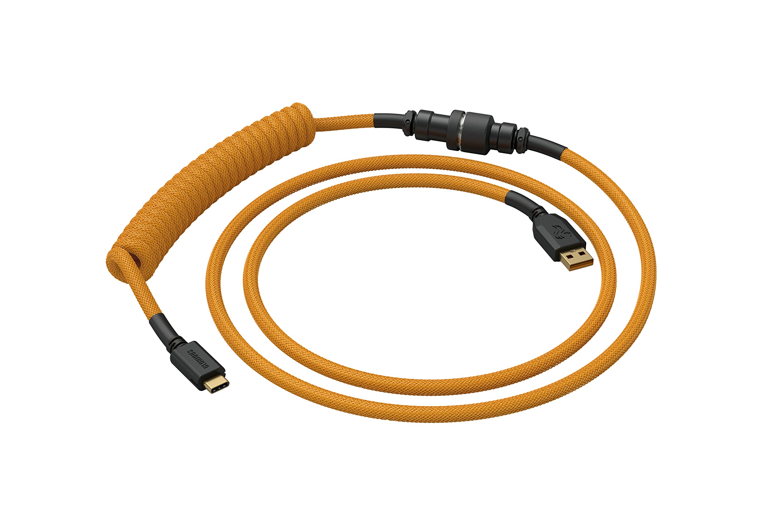 Glorious Coiled Keyboard Cable – Coiled USB C Cable Artisan Braided Cables for Mechanical Gaming Keyboard Coiled Cable - Custom Keyboard Cable (Glorious Gold)