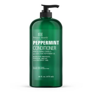 botanic hearth peppermint hair conditioner - hair conditioner for dry damaged and color treated hair - volumizing conditioner for fine & thin hair - paraben & sulfate free - men & women - 16 fl oz