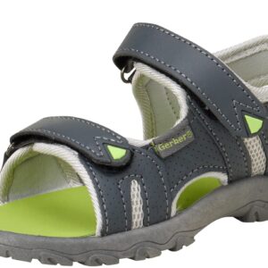 GERBER Baby Boys' Sandals - Adjustable Summer Sports Sandals (Infant/Toddler), Size 4 Infant, Grey/Neon Lime