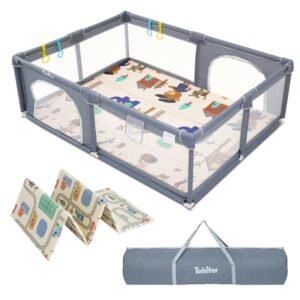 baby playpen with mat, large baby play yard for toddler, bpa-free, non-toxic, safe no gaps playards for babies, indoor & outdoor extra large kids activity center 79"x59"x26.5" with 0.4" playmat