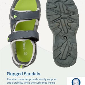 GERBER Baby Boys' Sandals - Adjustable Summer Sports Sandals (Infant/Toddler), Size 4 Infant, Grey/Neon Lime