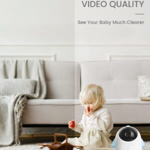 Simshine Smart Baby Monitor WiFi Smartphone AI Cry Soothing Lullaby, Sleep Breathing Analysis, 2K UHD Video Camera, 2-Way Talk, Night Vision, Virtual Fence