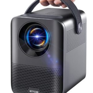 4K Supported Mini Projector, 5G WiFi Bluetooth Projector, ETOE Native 1080P Movie Projector, Keystone Correction, Zoom, Full HD Projector Compatible with TV Stick/HDMI/USB/iOS/Android