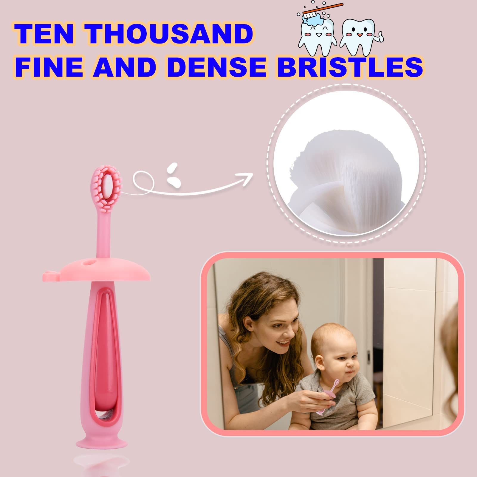 SVITOO Infant Toddler Toothbrush, 2 Pcs Toddler Training Teeth Brushes with Thousands of Soft Bristles, Children Oral Care for Sensitive Gums for 12 Months to 6 Years Babies, Prevent Stuck Throat