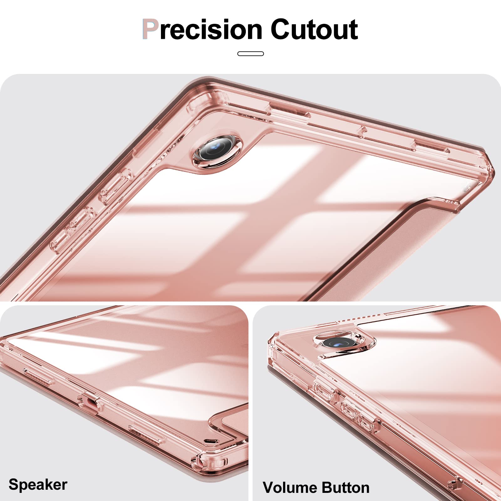 INFILAND Compatible with Samsung Galaxy Tab A8 Case Cover with HD Clear Transparent Back Fit Galaxy Tab A8 10.5 inch 2022 SM-X200/X205/X207 [Auto Wake/Sleep] Rose Gold