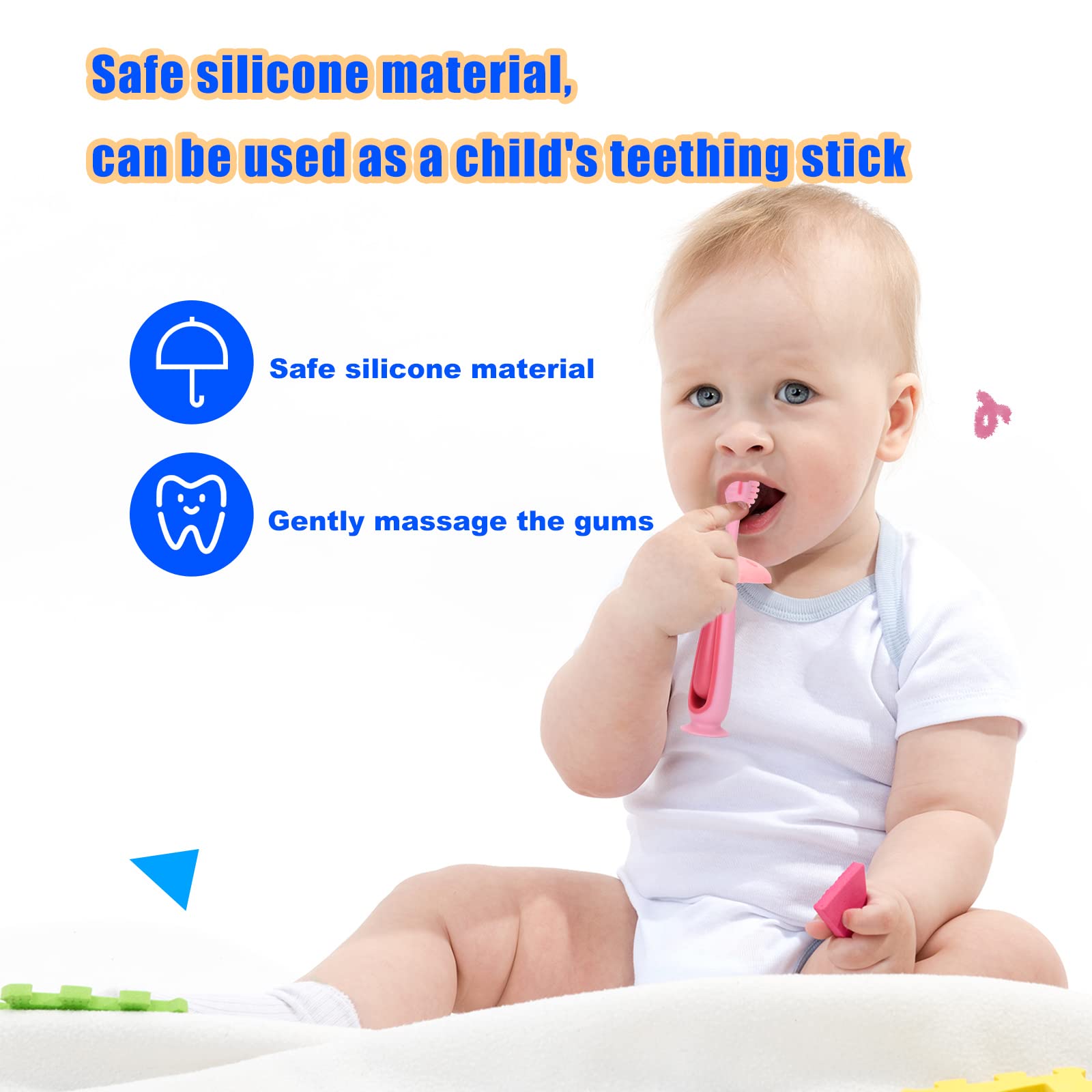 SVITOO Infant Toddler Toothbrush, 2 Pcs Toddler Training Teeth Brushes with Thousands of Soft Bristles, Children Oral Care for Sensitive Gums for 12 Months to 6 Years Babies, Prevent Stuck Throat