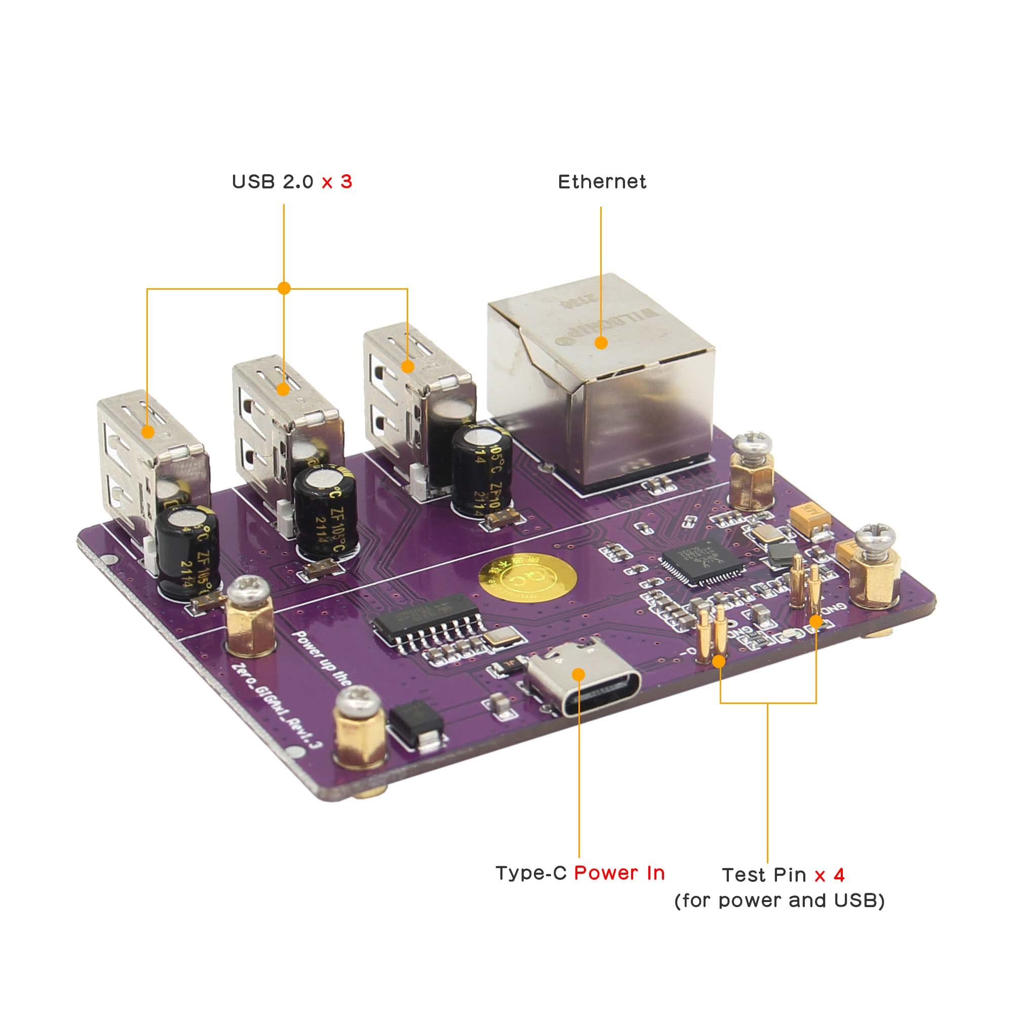 Geekworm for Raspberry Pi Zero 2 W Case Heatsink, M200-K Gigabit Ethernet Expansion Board 3-Port USB HUB with Aluminum Alloy Case&Heatsink for Raspberry Pi Zero 2W/Zero W (Not inlcude Raspberry Pi)