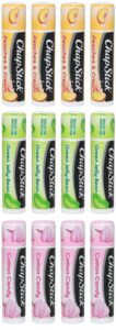 chapstick lip balm spring collection, green jelly bean, cotton candy, peaches and cream, .15 ounce each (12 count)