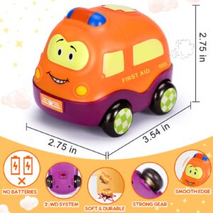 Baby Toy Cars for 1 2 3 Year Old Boys Girls Pull Back Car Cartoon Truck Toys for Toddler 1-3 School Bus Police Car Fire Engine Baby Toy 12-18 Months Xmas Gifts for 1 2 3 Year Old Boy Girl Outdoor Toys