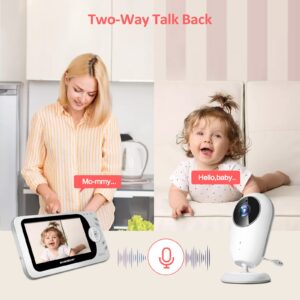 BOAVISION Video Baby Monitor with Camera and Audio,Digital 2.4Ghz Wireless Video Monitor with 4.3 inch IPS Screen,1760mAh Battery,Temperature Monitor,VOX,Talk Back,Night Vision,Lullabies,VB608