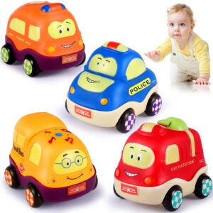 baby toy cars for 1 2 3 year old boys girls pull back car cartoon truck toys for toddler 1-3 school bus police car fire engine baby toy 12-18 months xmas gifts for 1 2 3 year old boy girl outdoor toys