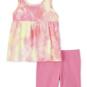 The Children's Place baby girls The Children's Place and Toddler Sleeveless Tank Top Bike Shorts Set Shirt, In the Pink, 4T US