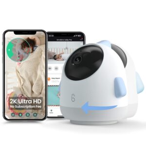 simshine smart baby monitor wifi smartphone ai cry soothing lullaby, sleep breathing analysis, 2k uhd video camera, 2-way talk, night vision, virtual fence