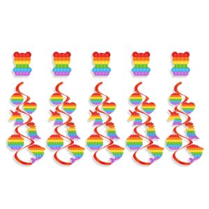 21 Pcs Pop Push Bubble Hanging Swirl Decorations, Pop Push Bubble Party Ceiling Streamers Hanging Swirl Wind Chimes Spiral Pendant Pop Birthday Party Supplies for Girls Boys