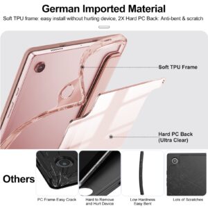 INFILAND Compatible with Samsung Galaxy Tab A8 Case Cover with HD Clear Transparent Back Fit Galaxy Tab A8 10.5 inch 2022 SM-X200/X205/X207 [Auto Wake/Sleep] Rose Gold